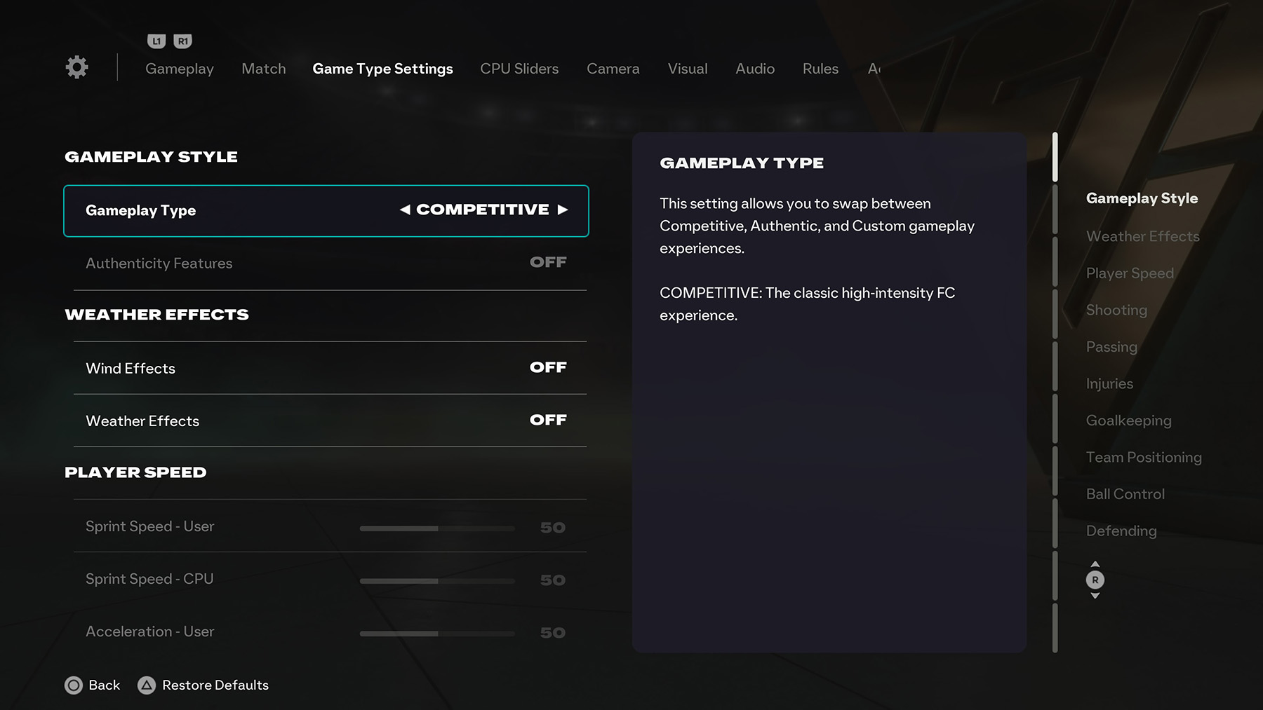 FC 26 Game Settings – FIFPlay