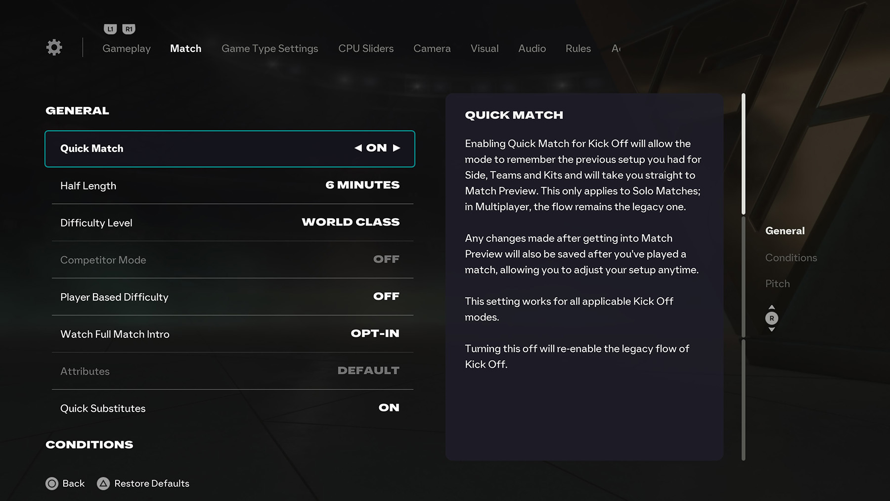 FC 26 Game Settings – FIFPlay